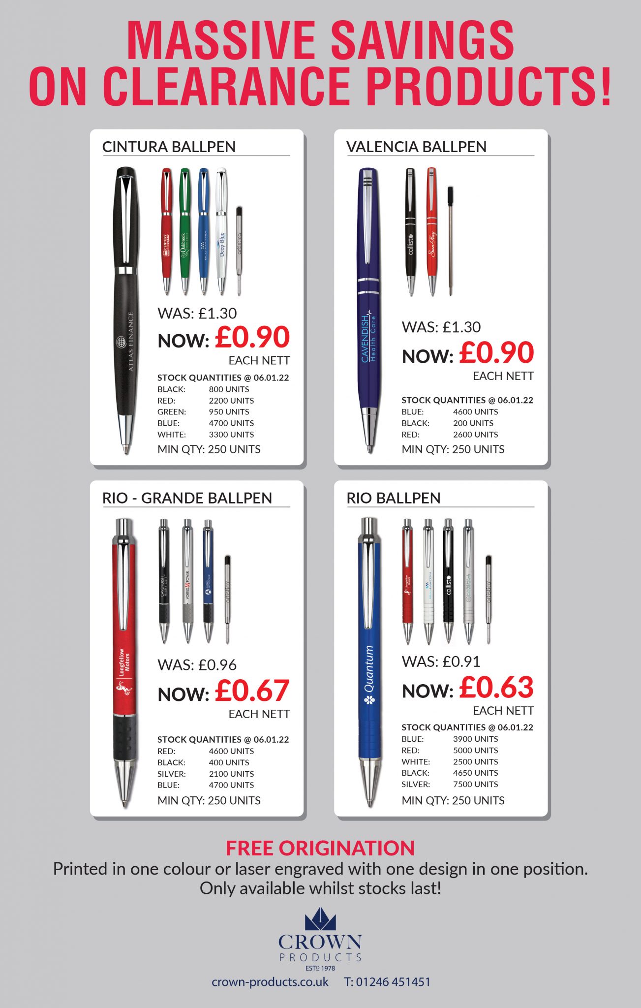 Clearance – Crown Products