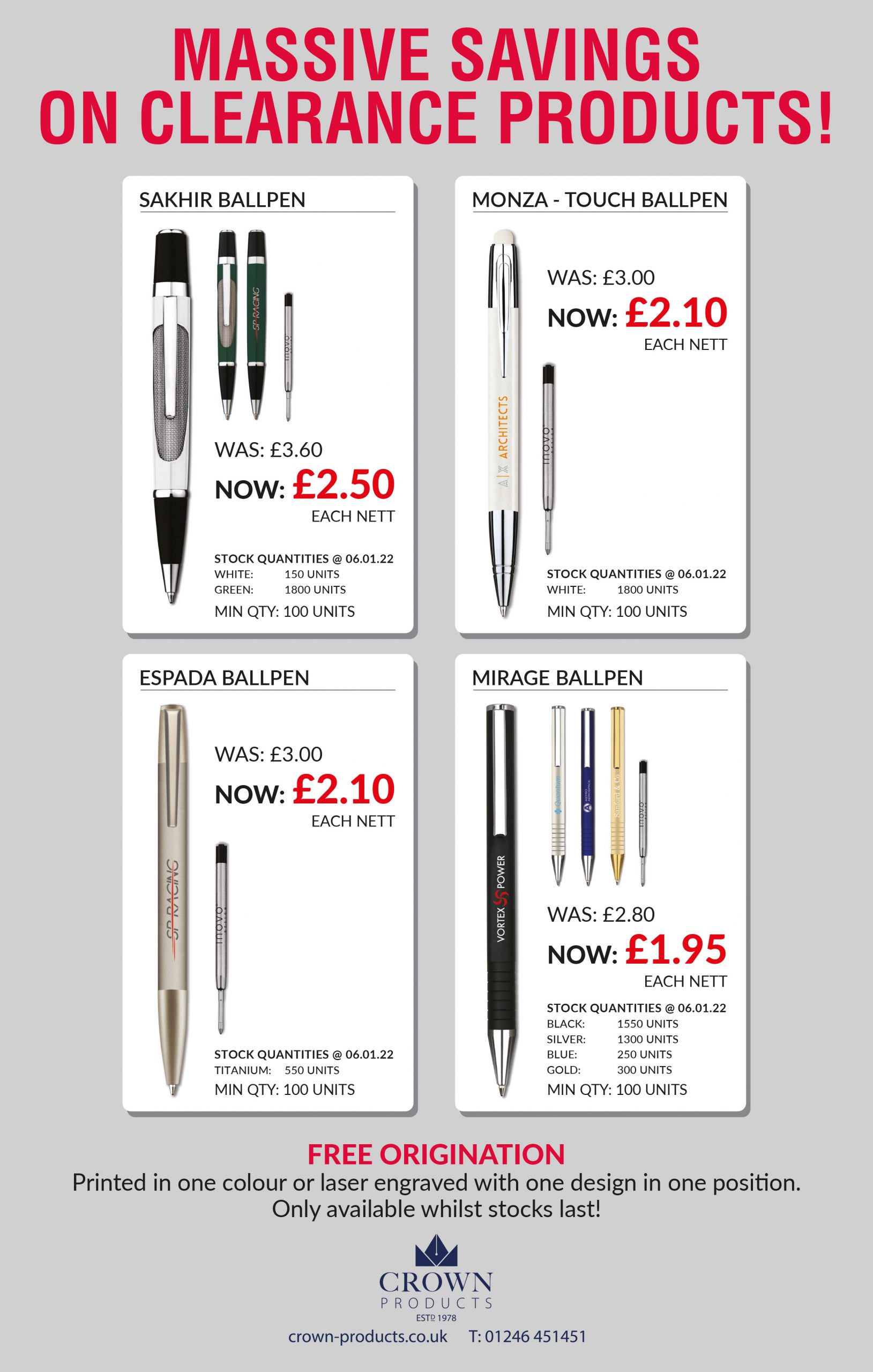 Clearance – Crown Products